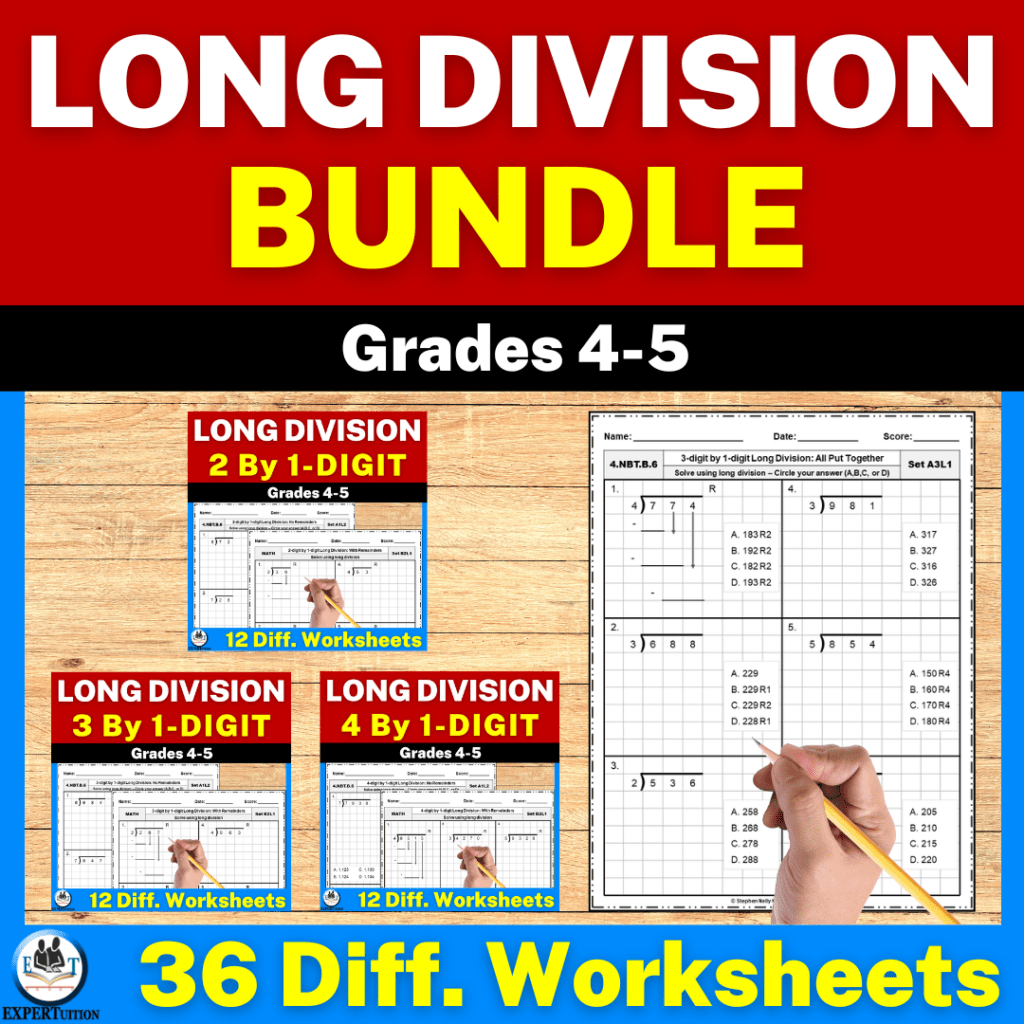 2 Digit by 1 Digit Long Division Grade 4 Worksheets - ExperTuition