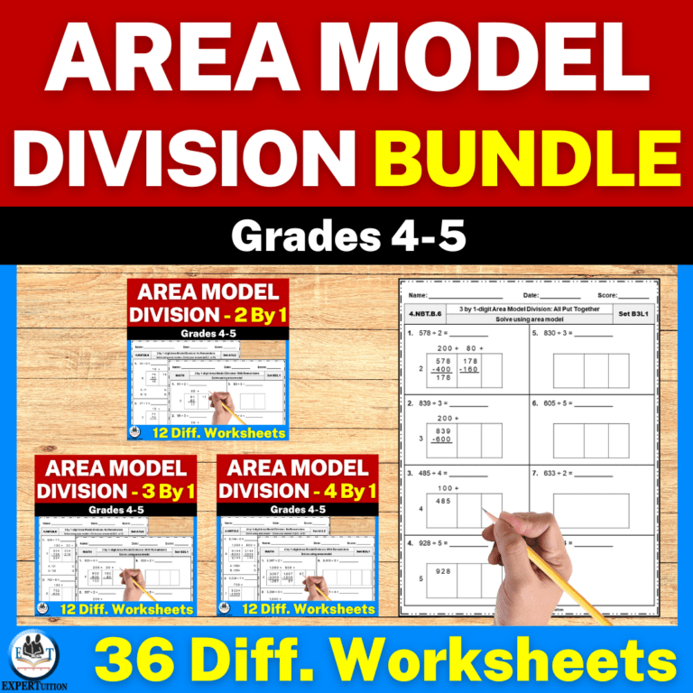 2 Digit by 1 Digit Area Model Division Grade 4 Worksheets - ExperTuition
