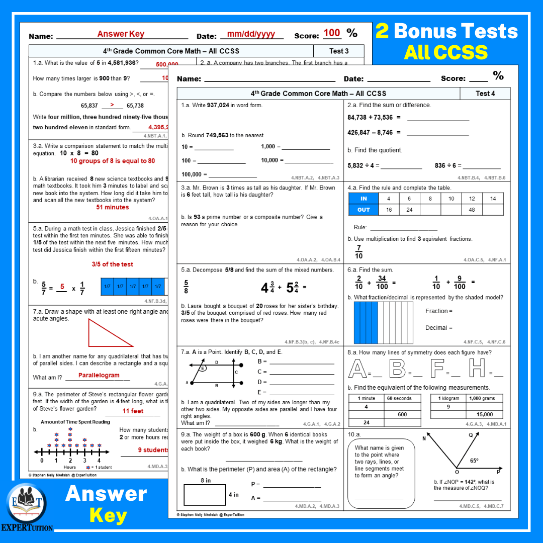 4th Grade Math Spiral Review Worksheets Q 2 ExperTuition 4th Grade Math Spiral Review Worksheets Q 2 ExperTuition