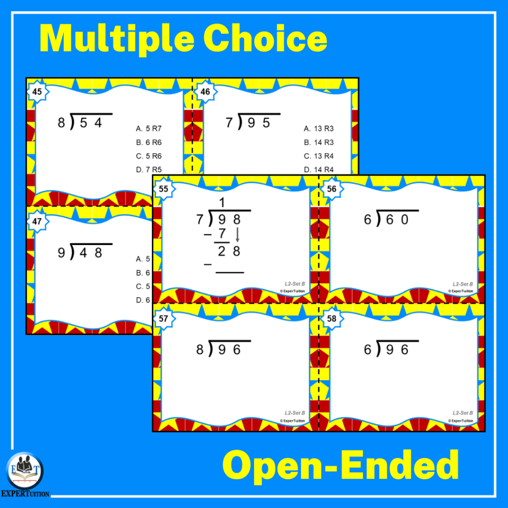 2 Digit by 1 Digit Long Division for Grade 4 Task Cards - ExperTuition