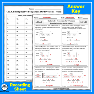 Multiplicative Comparison Problems Worksheets & Task Cards - ExperTuition