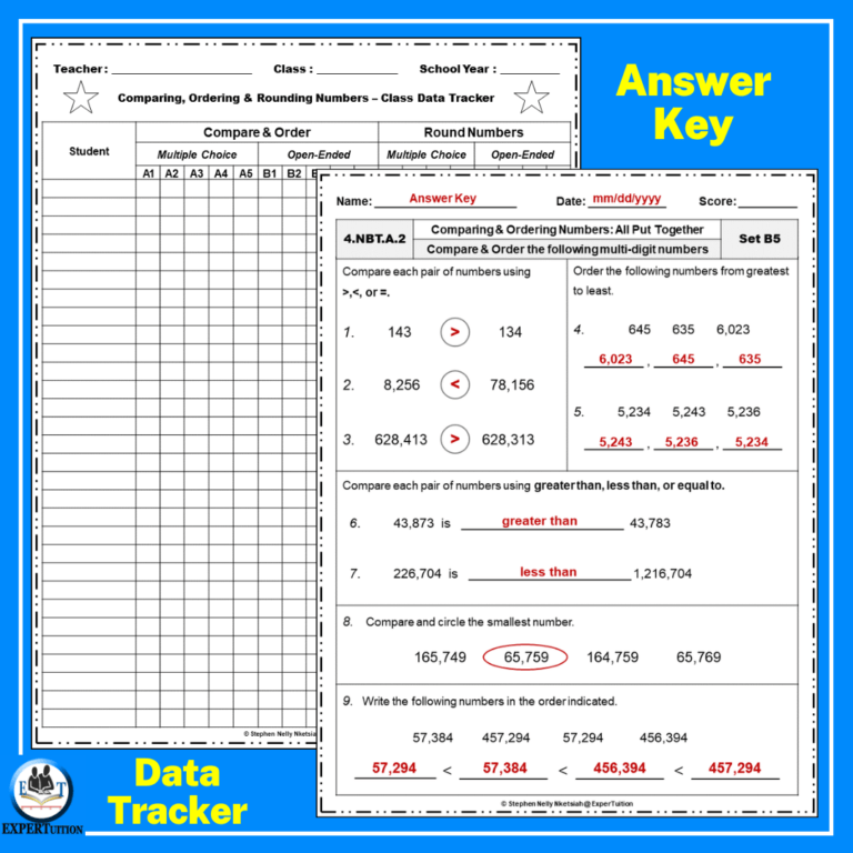 Comparing and Ordering Numbers Worksheets Grade 3, 4, 5 - ExperTuition