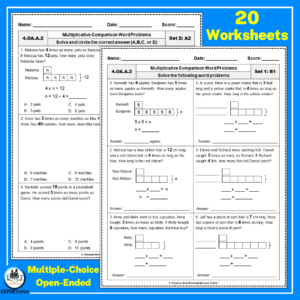 Multiplicative Comparison Problems Worksheets & Task Cards - ExperTuition