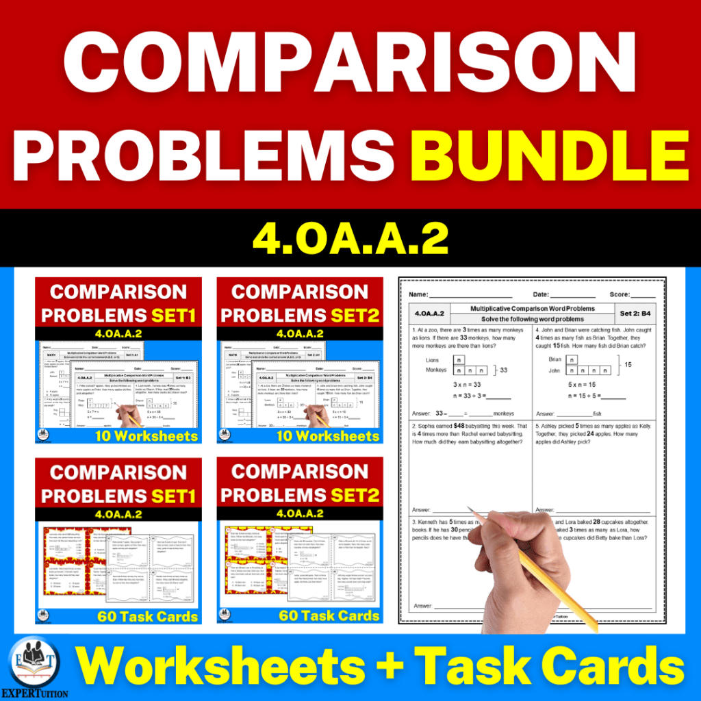 Multiplicative Comparison Word Problems Task Cards – Set 1 - ExperTuition