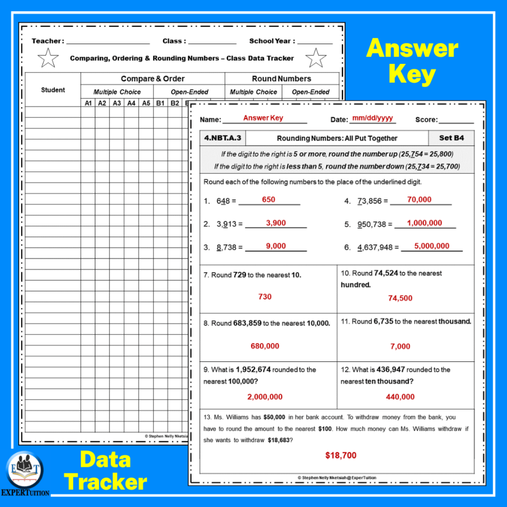 Rounding Whole Numbers Worksheets 4th Grade - ExperTuition