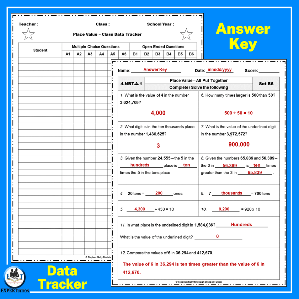 Place Value Understanding Worksheets for grade 4 - ExperTuition