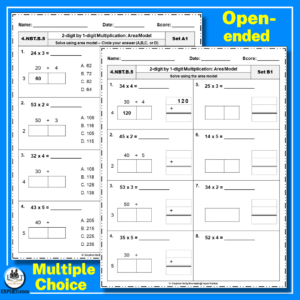 2 Digit by 1 Digit Area Model Multiplication Worksheets - ExperTuition