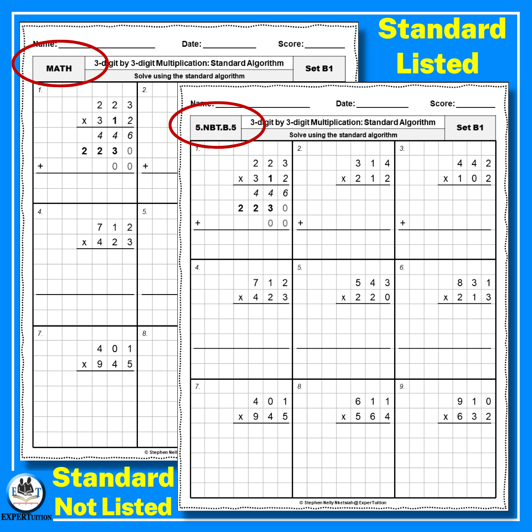 3 Digit By 3 Digit Long Multiplication Worksheets ExperTuition