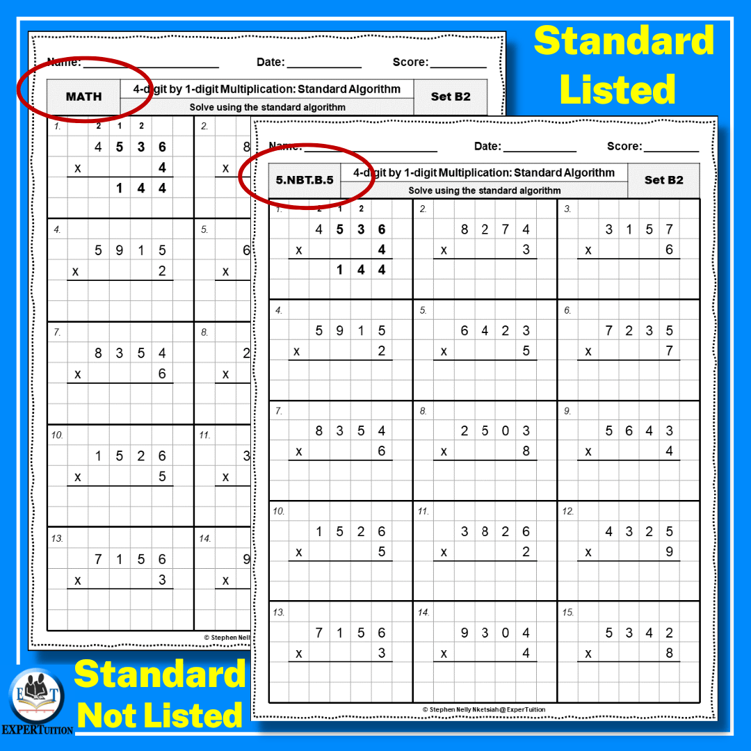 4 Digit By 1 Digit Long Multiplication Worksheets ExperTuition