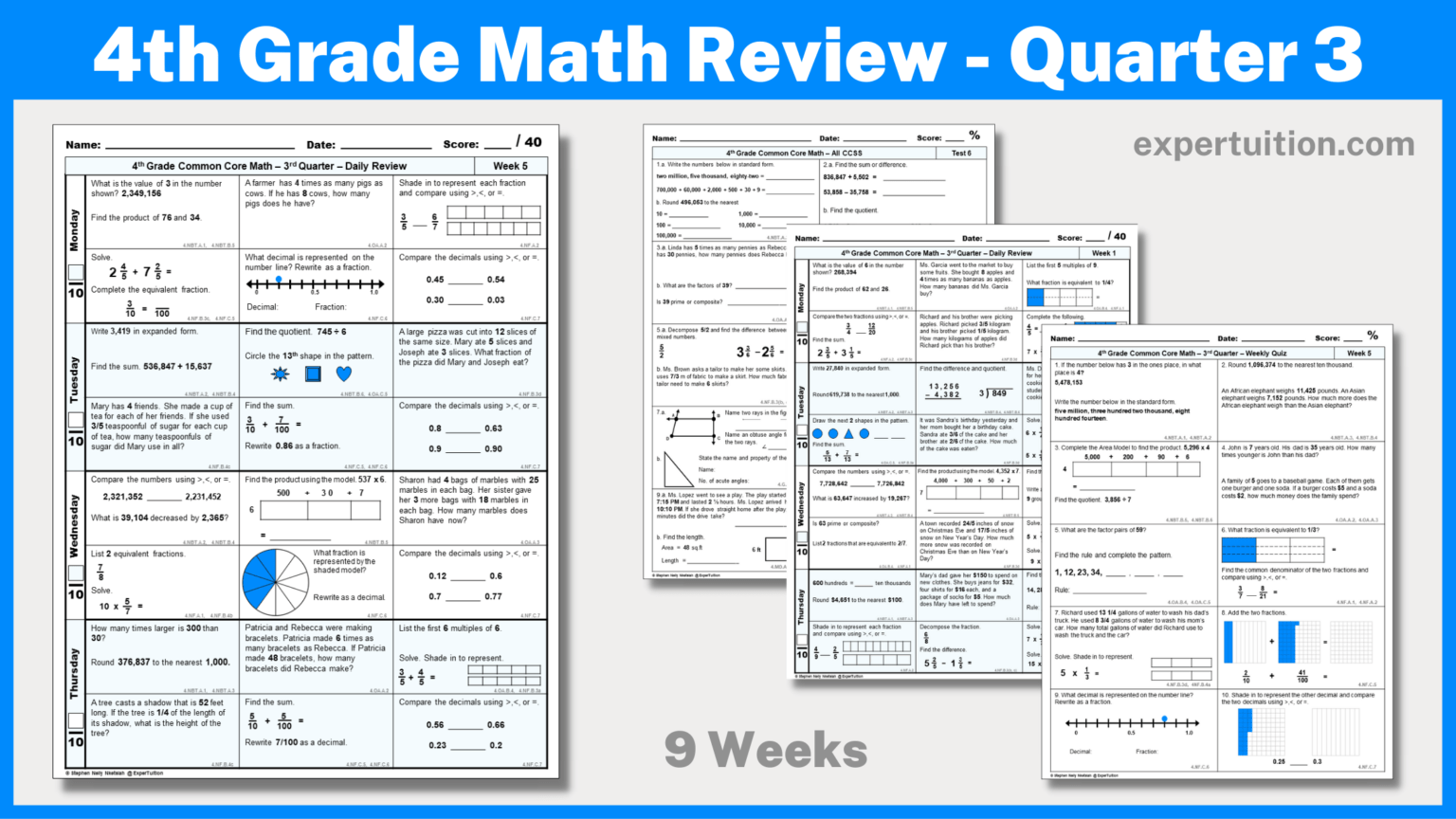 Unlocking Success with 4th Grade Math Spiral Review Worksheets ...