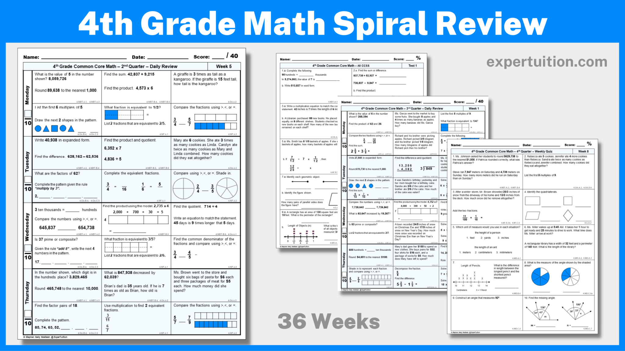 Unlocking Success with 4th Grade Math Spiral Review Worksheets ...