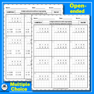 4-Digit Addition & Subtraction With & Without Regrouping Worksheets ...