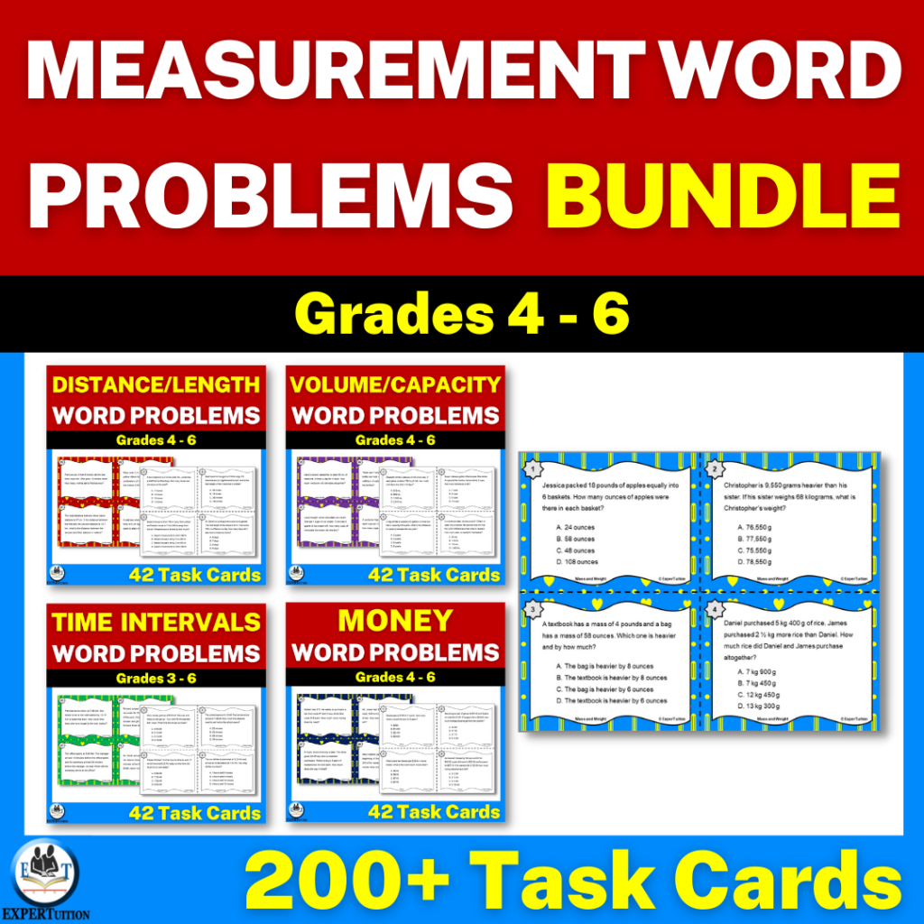 Measurement Word Problems Task Cards Bundle - ExperTuition