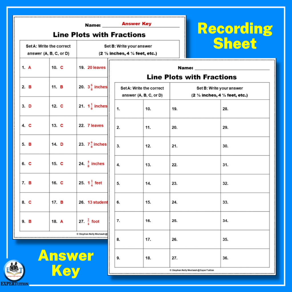 Line Plots with Fractions Task Cards - ExperTuition