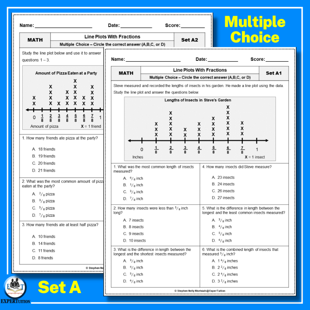 Line Plots with Fractions Worksheets - ExperTuition