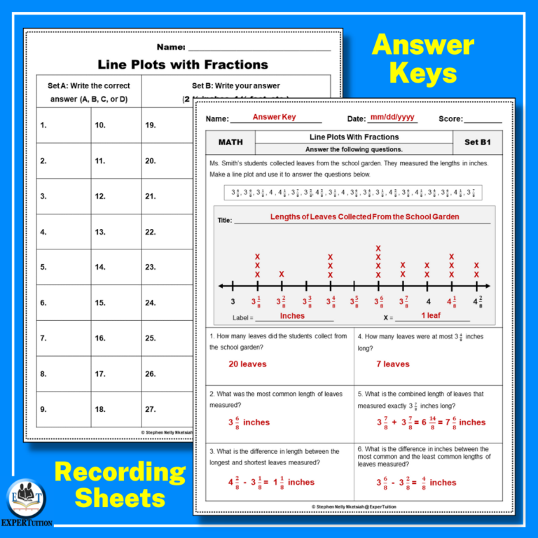 Line Plots Worksheets and Task Cards Bundle - ExperTuition