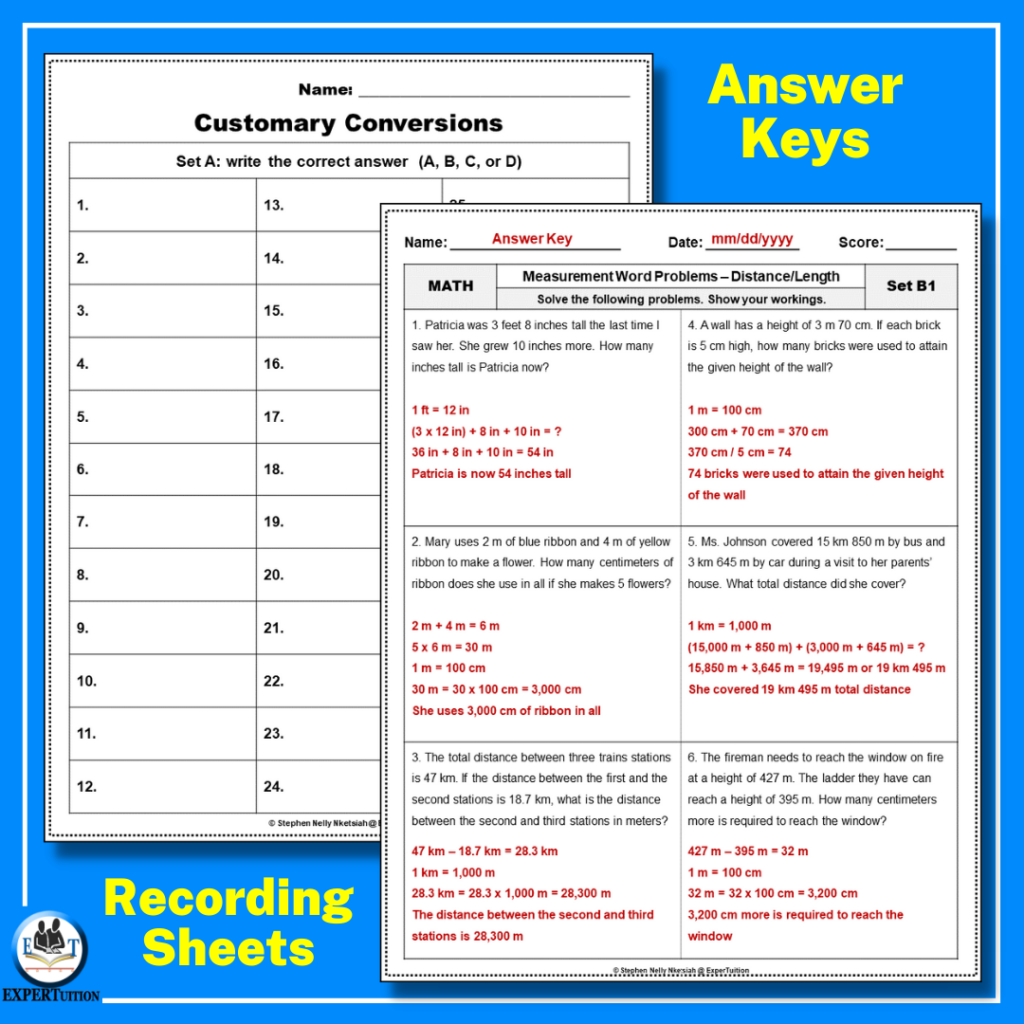 Measurement Worksheets and Task Cards Bundle 4th Grade - ExperTuition