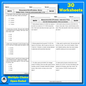 Measurement Word Problems Bundle: Worksheets/Task Cards/Google Forms ...