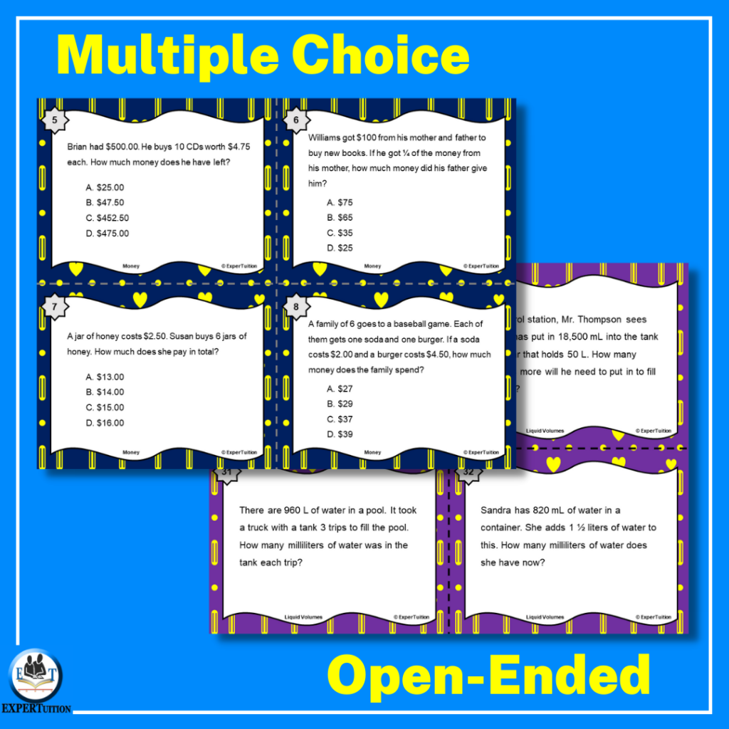 Measurement Word Problems Task Cards Bundle - ExperTuition