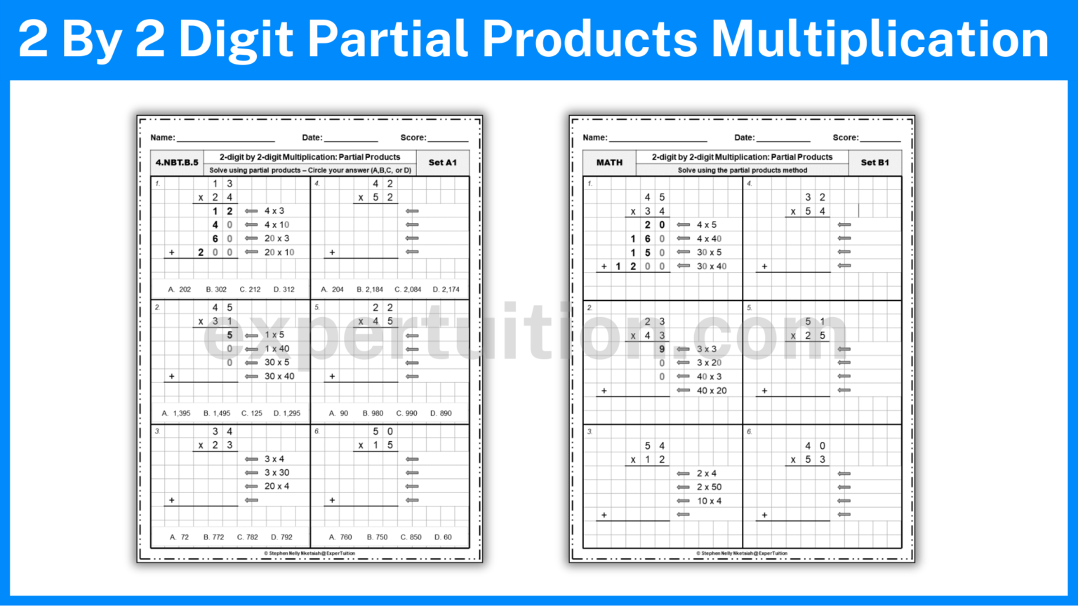 Partial Products Multiplication for 4th Grade and 5th Grade - ExperTuition