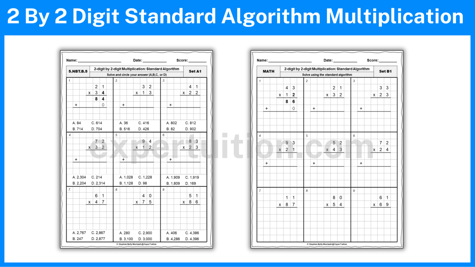 Standard Algorithm Multiplication for 4th and 5th Grades - ExperTuition