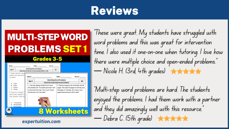 Multi-Step Word Problems Worksheets – Set 1 - ExperTuition