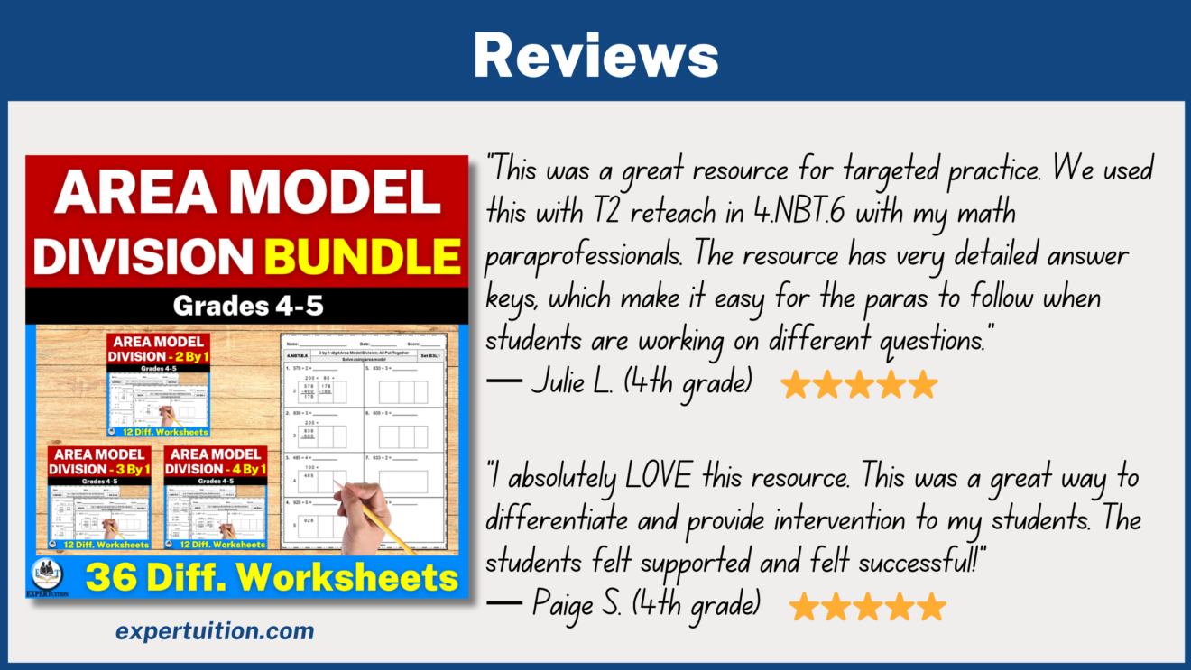 Area Model Division for Grade 4 Worksheets Bundle - ExperTuition