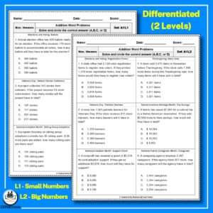 Word Problems with November Themes: 3rd 4th 5th Worksheets - ExperTuition