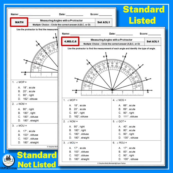 Measuring Angles with a Protractor Worksheets - ExperTuition
