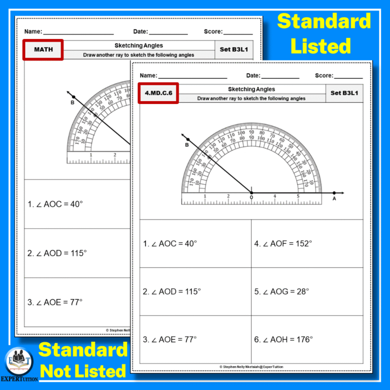 Sketching/Drawing Angles with a Protractor Worksheets - ExperTuition