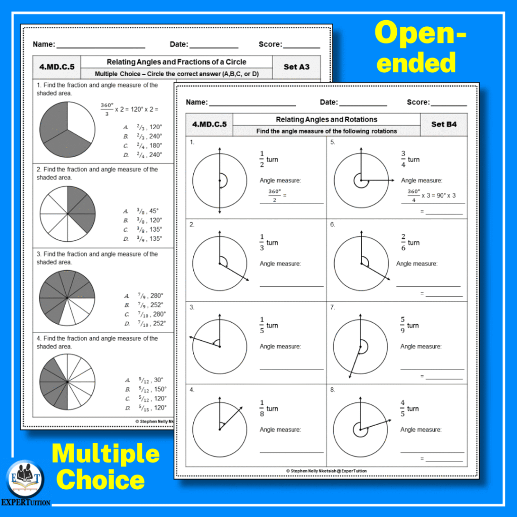 Concepts of Angle Measurement Worksheets - ExperTuition