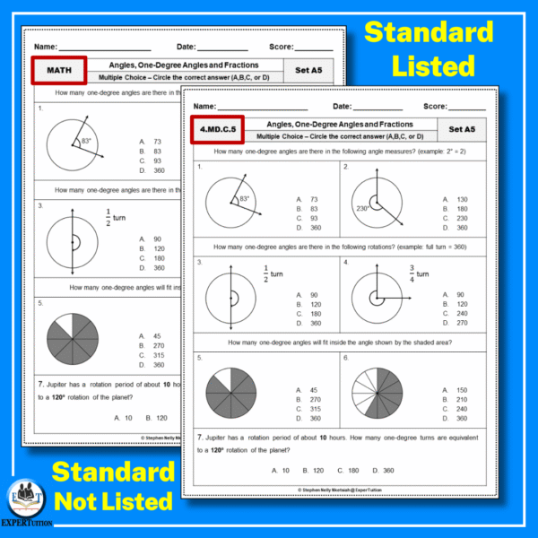 Concepts of Angle Measurement Worksheets - ExperTuition