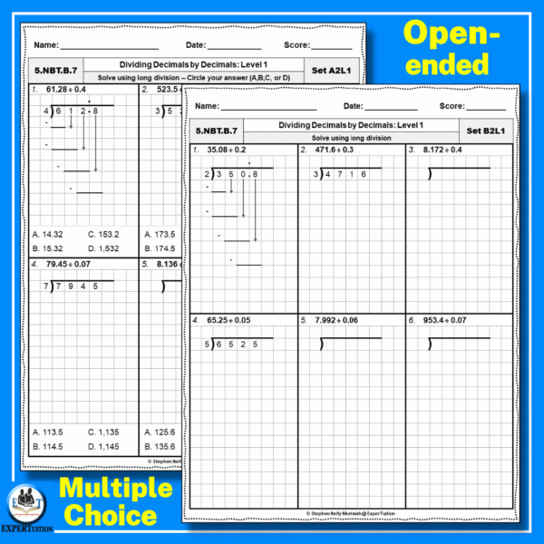 Dividing Decimals by Decimals Worksheets - ExperTuition