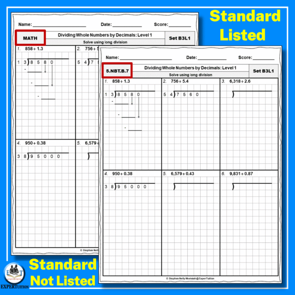 Dividing Whole Numbers by Decimals Worksheets - ExperTuition