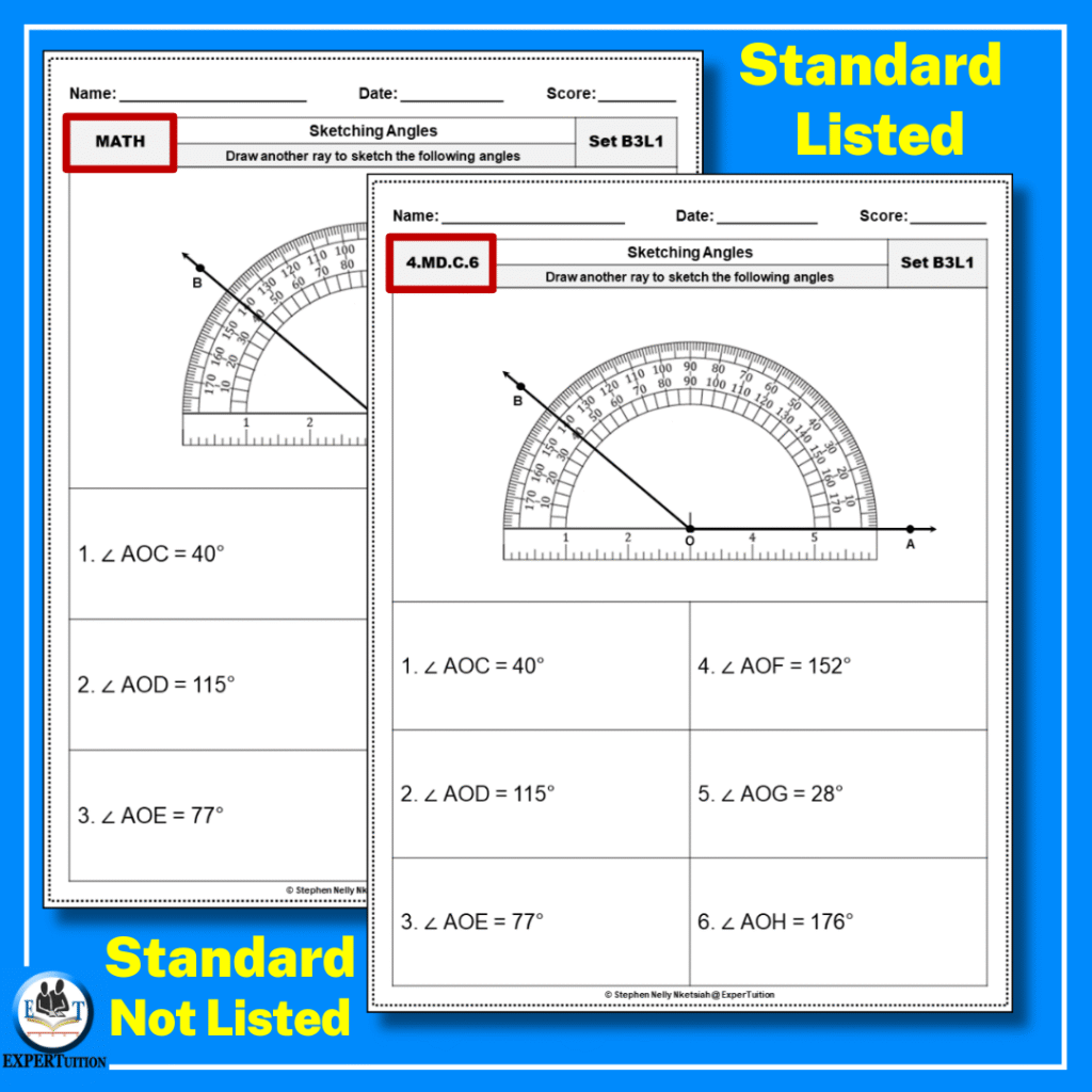 Angle Measurement Worksheets Bundle - ExperTuition