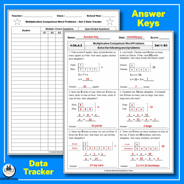 Multiplicative Comparisons & Word Problems Worksheets Bundle - ExperTuition