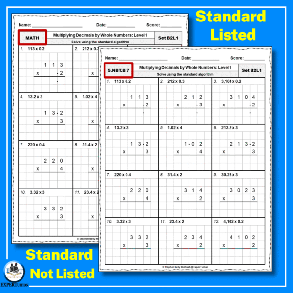 Multiplying Decimals by Whole Numbers Worksheets - ExperTuition